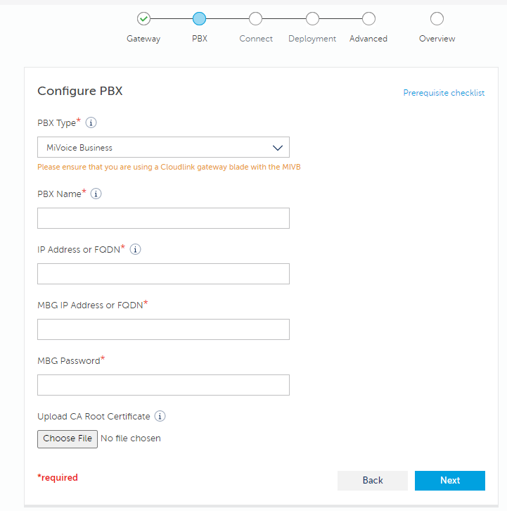Eingabe von PBX-Informationen